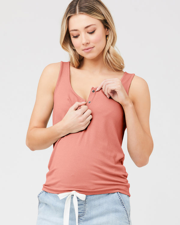 Izzy Button Down Rib Tank Terracotta – Rock Your Bump